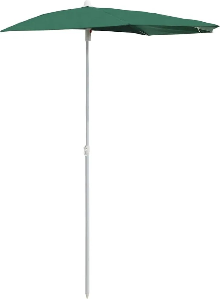 Zahradní půlkruhový slunečník s tyčí 180 x 90 cm zelený 315560