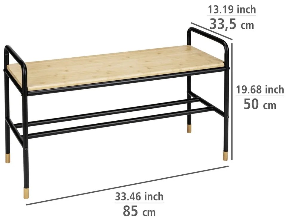 Černý/přírodní kovový botník s lavicí Loft – Wenko