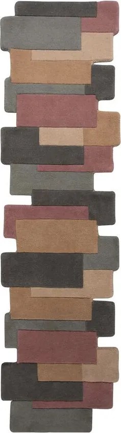 Flair Rugs, Běhoun Abstract Collage Pastel, 60x230, růžová, chodba / předsíň