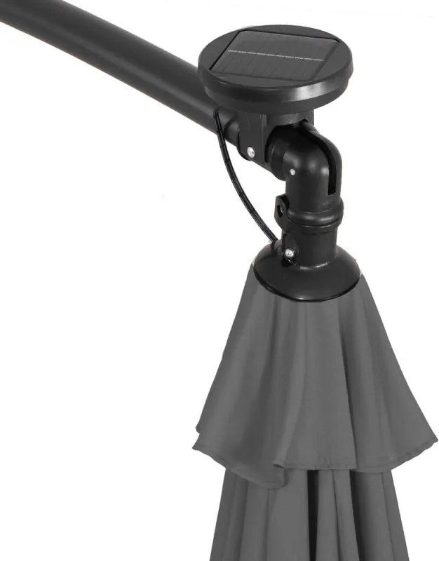 Zahradní slunečník s led osvětlením 290 cm, šedý SPRINGOS ATENA GU0046