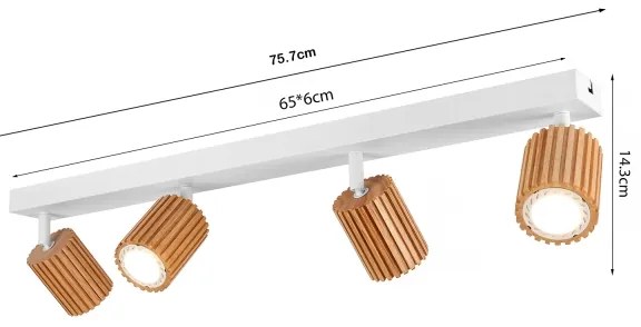 Brilagi - Bodové svítidlo MODERN WOOD 4xGU10/8W/230V kaučukovník/bílá