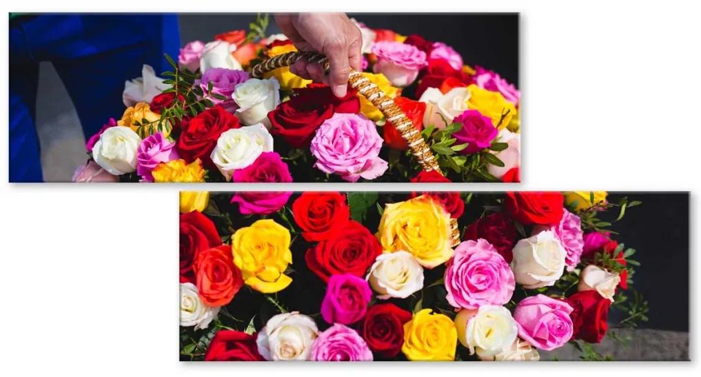 Malvis ® Atypický obraz koš růží Velikost (šířka x výška): 180x90 cm