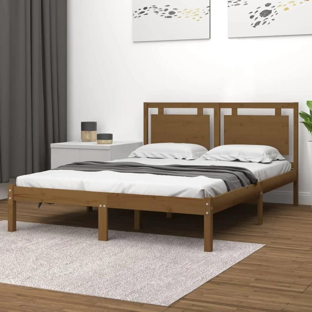Rám postele medově hnědý masivní dřevo 150 x 200 cm King Size,  3105543