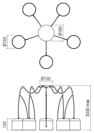 Redo 01-1827 - Lustr na lanku DODO 5xE27/15W/230V pavouk bílá