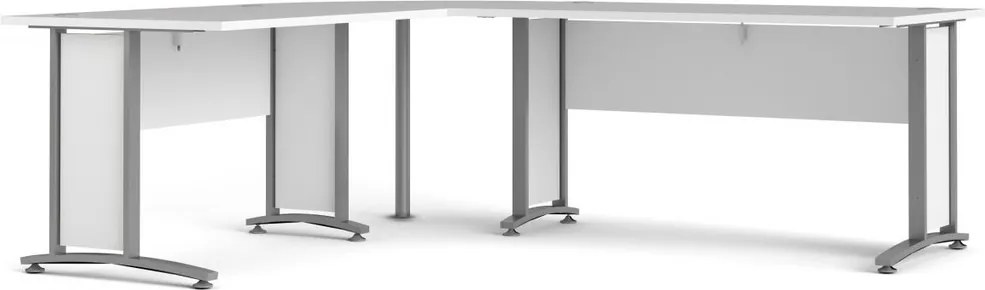 Rohové pracovní místo Modulo 200 x 230 cm, bílá / šedá