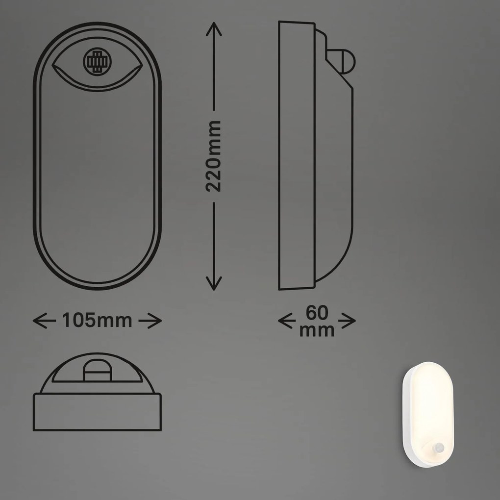 BRILO 3830016 Ruch LED venkovní nástěnné svítidlo, pohybové čidlo, IP65, bílé - BRILO