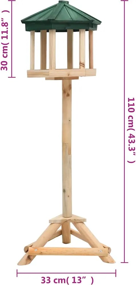 Stojanové krmítko pro ptáky masivní jedle 33 x 110 cm 314817