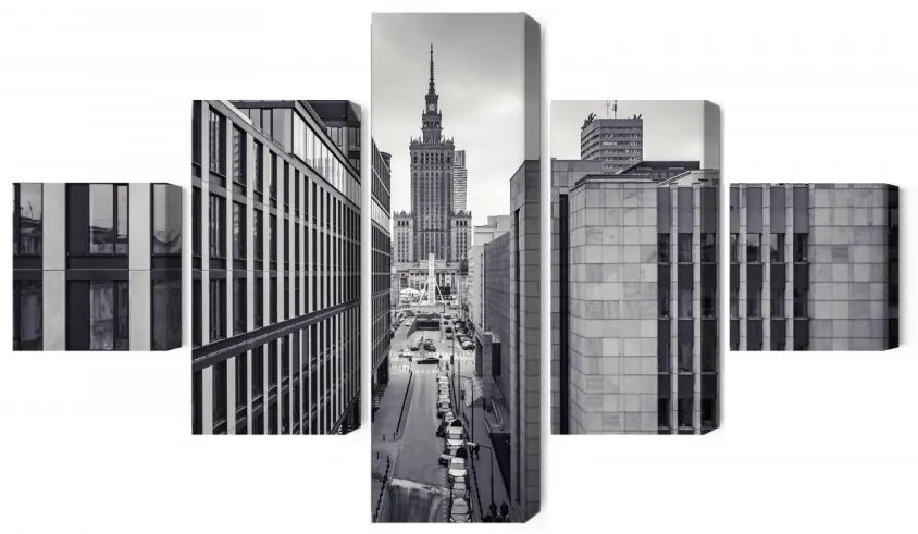 Vícedílný obraz Černobílé Panorama Centra Varšavy Nedostatek Nedostatek Přírodní plátno 250x150
