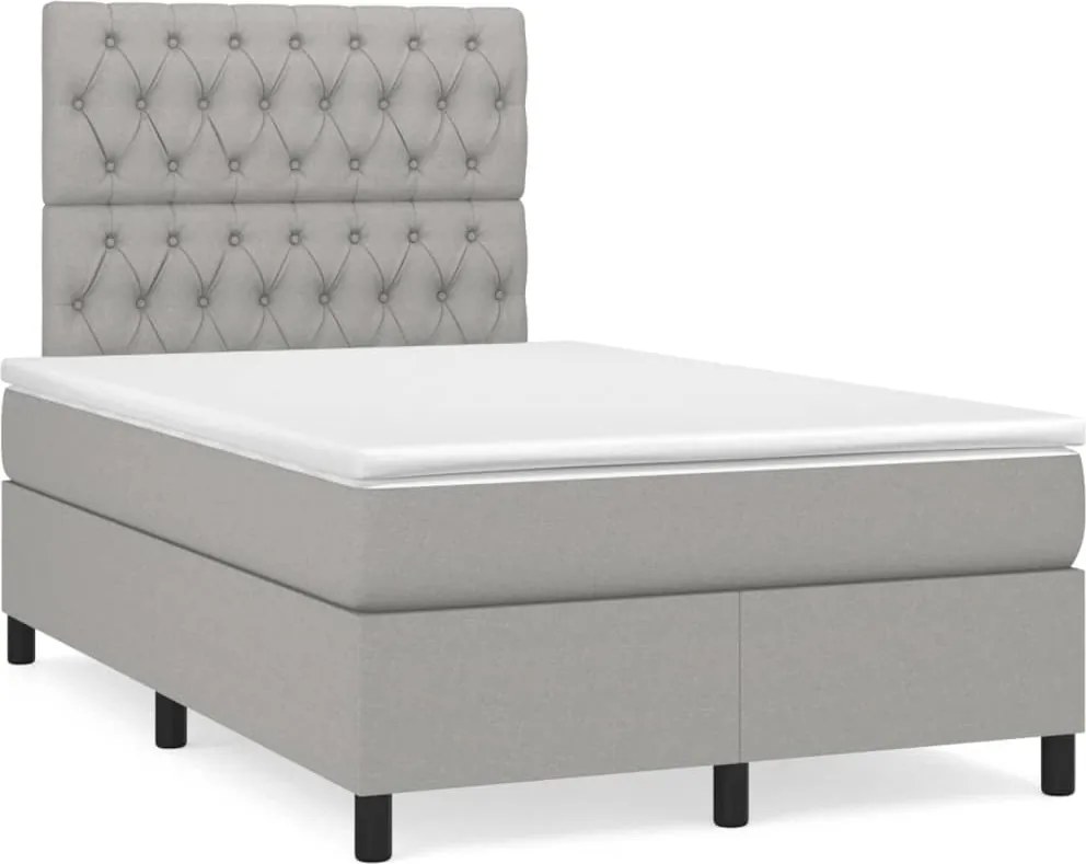 Box spring postel s matrací světle šedá 120 x 200 cm textil 3142001