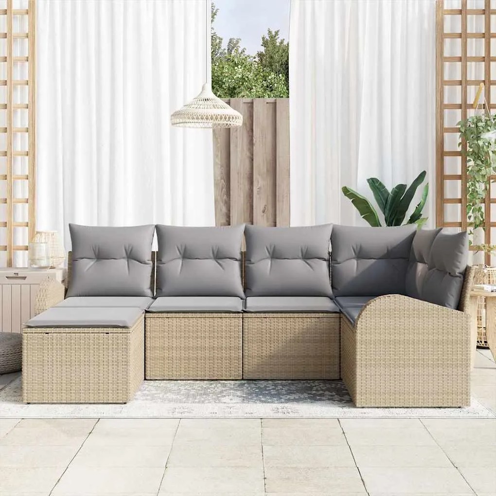 Set pohovek 6 ks Beige a světle šedá polyratan 3354779
