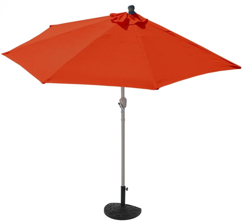 Slunečník půlkruh Parla 300 cm se stojanem - polyester/hliník - terakota