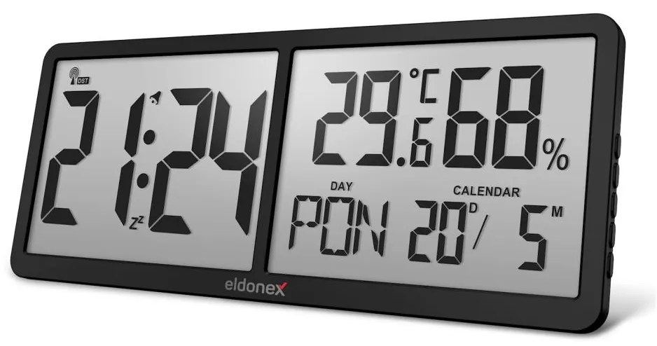 ELDONEX ECL-1110-BK - Digitální nástěnné hodiny TimeCheck 4xAA černá
