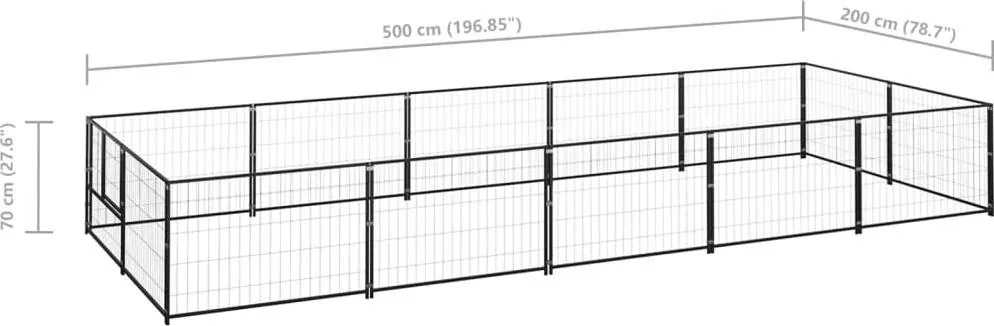 vidaXL Psí kotec 10 m² ocel [3082112] Barva: Černá