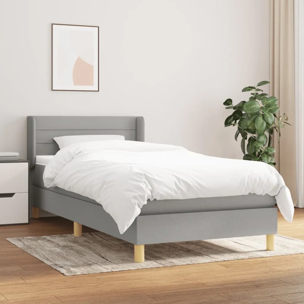 Box spring postel s matrací světle šedý 100 x 200 cm textil 3130329