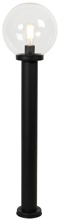 Venkovní sloupková lampa černá s čirou koulí 100 cm IP44 - Sfera