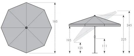 Naklápěcí balkónový a plážový slunečník Doppler ACTIVE 2 m - terakota (cihlová)