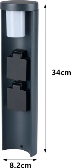 BRILAGI - Venkovní lampa se 2 zásuvkami SCHUKO PILLAR 1xG9/11W/230V IP44 antrac