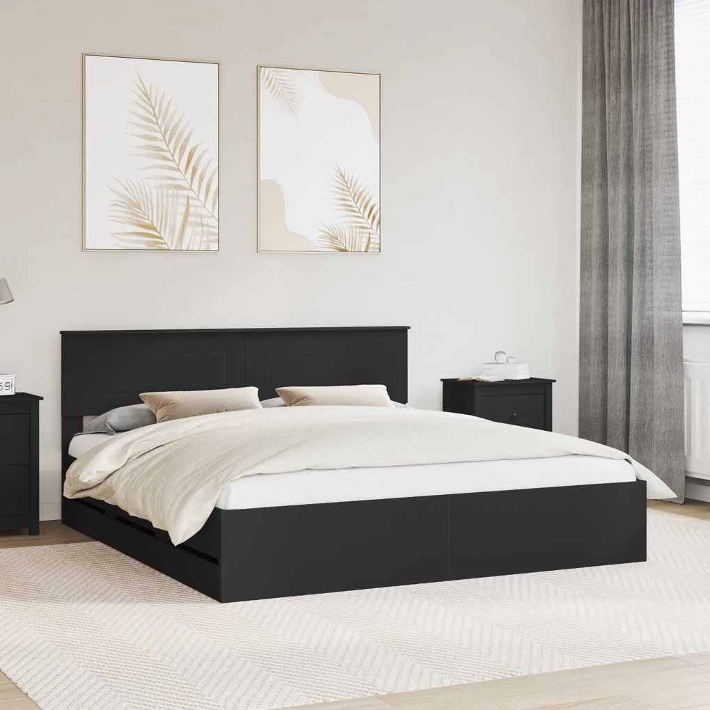Rám postele se zásuvkou Černá 180 x 200 cm Inženýrské dřevo 3407957