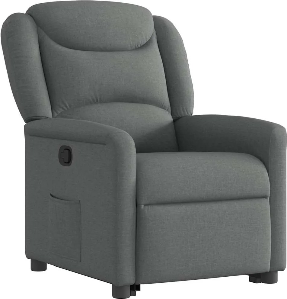 Zvedací polohovací křeslo tmavě šedé textil 3303195