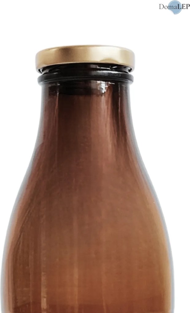 Skleněná láhev na mléko 1 000 ml hnědá se zlatým víčkem JOTA