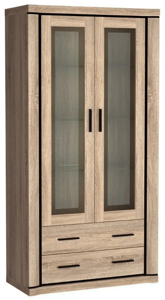 Obývací stěna s komodou DALLAS s | sestava C | 4 díly | 312 cm + 97 cm | sonoma