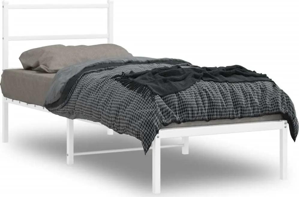 vidaXL Kovový rám postele s čelem 80 x 200 cm [355405] Barva: Černá