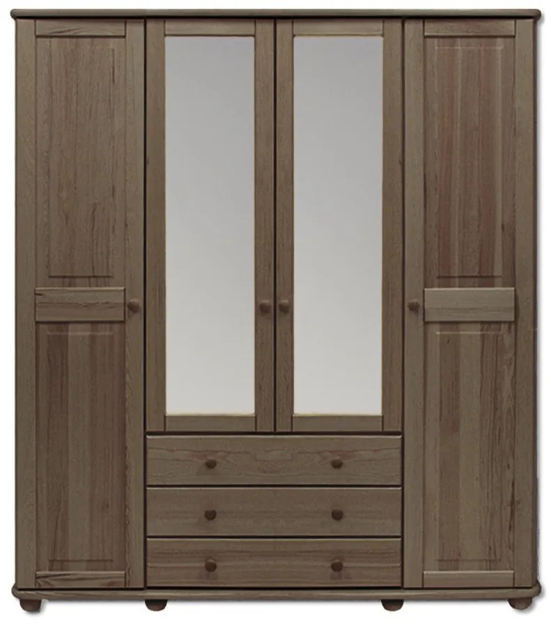 Drewmax SF130 - Skříň šatní z masivní borovice 165x60x190cm - Šedá