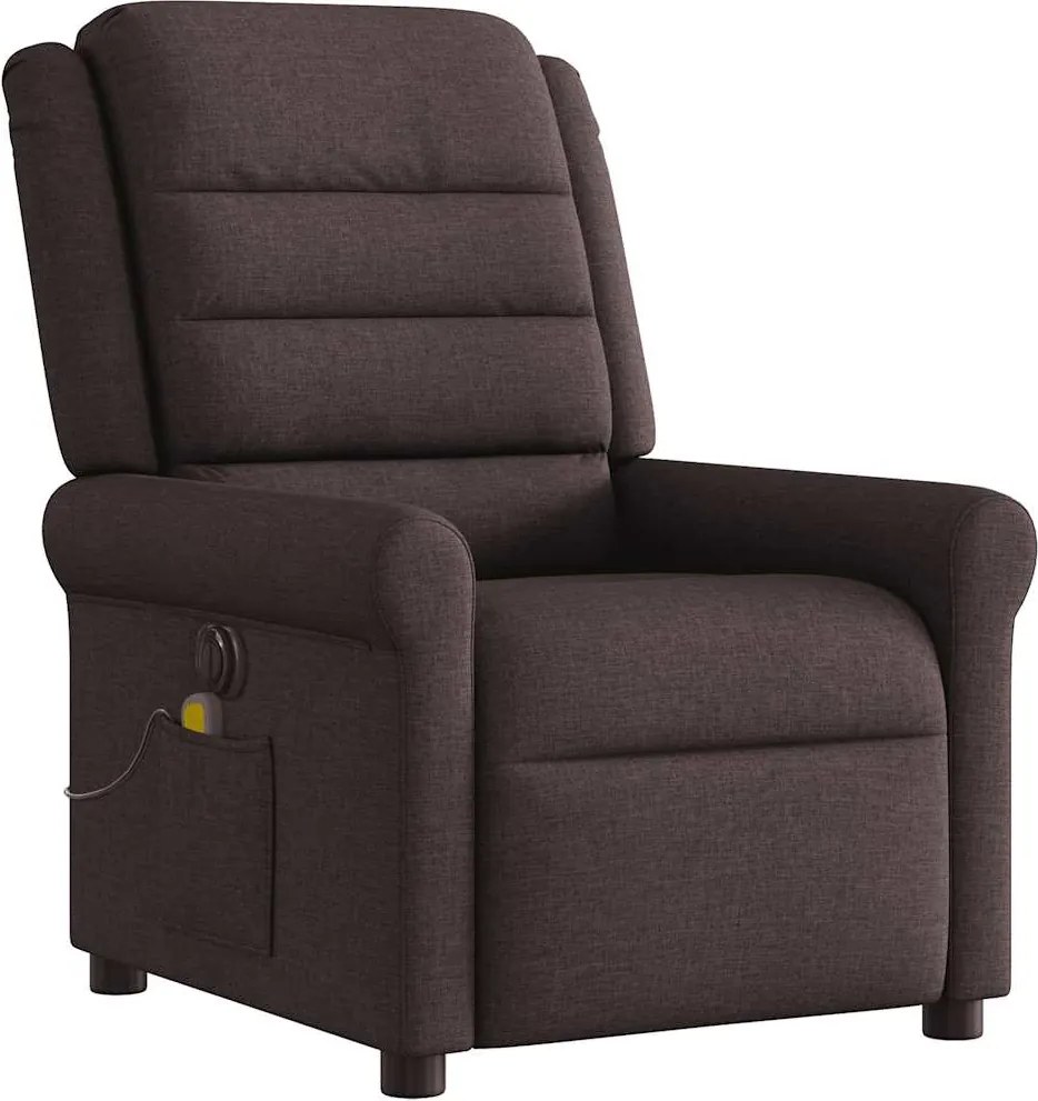 Elektrické masážní polohovací křeslo tmavě hnědé textil 3303309