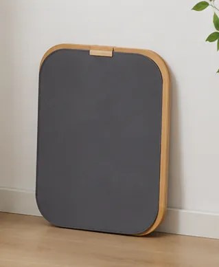 koš na prádlo, objem 75 l, s víkem, skládací, oxford/bambus, 49x45x35 cm, šedá/přírodní, Dekorino KP20260011