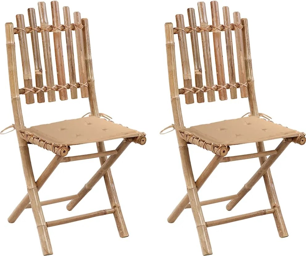 Skládací židle 2 ks s bambusovými polštáři 3063990