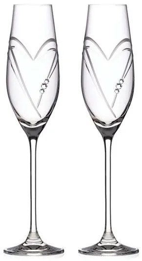 Sklenice na sekt s kamínky Swarovski  Sparkling Herts 210 ml sada 2 ks