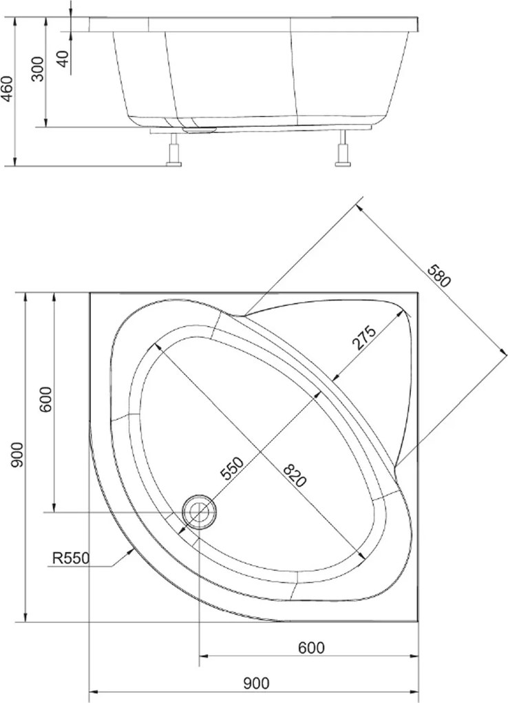 Polysan SELMA 90 x 90 x 30 cm 28611 sprchová vanička akrylát