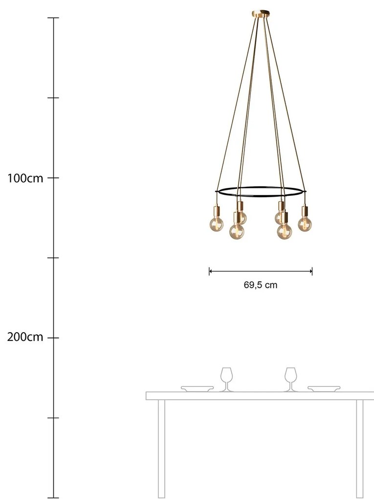 creative cables Lustr cage glóbus se 6 žárovkami Barva: Matná měď