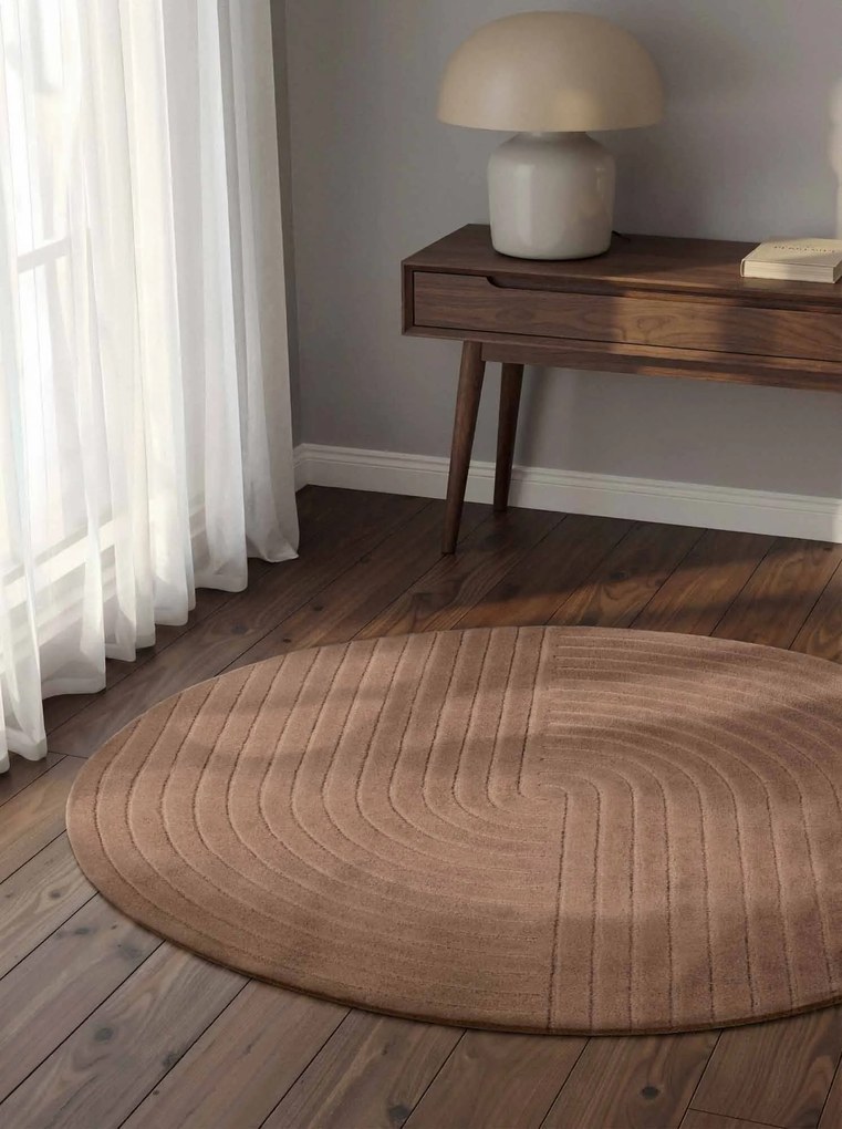 Vikosa, Kusový koberec Vikosa Arcura 106300 Brown kruh, 150x150 (průměr) kruh, hnědá, ložnice