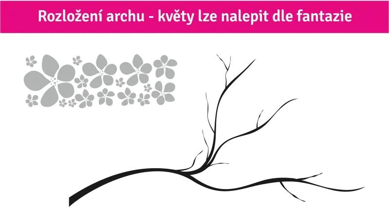 WALLVINIL Samolepky na zeď - Keř s květy Barva: Bílá, Velikost: 124x72 cm, Pravá / Levá: LEVÁ (rostlina je nakloněna doleva)