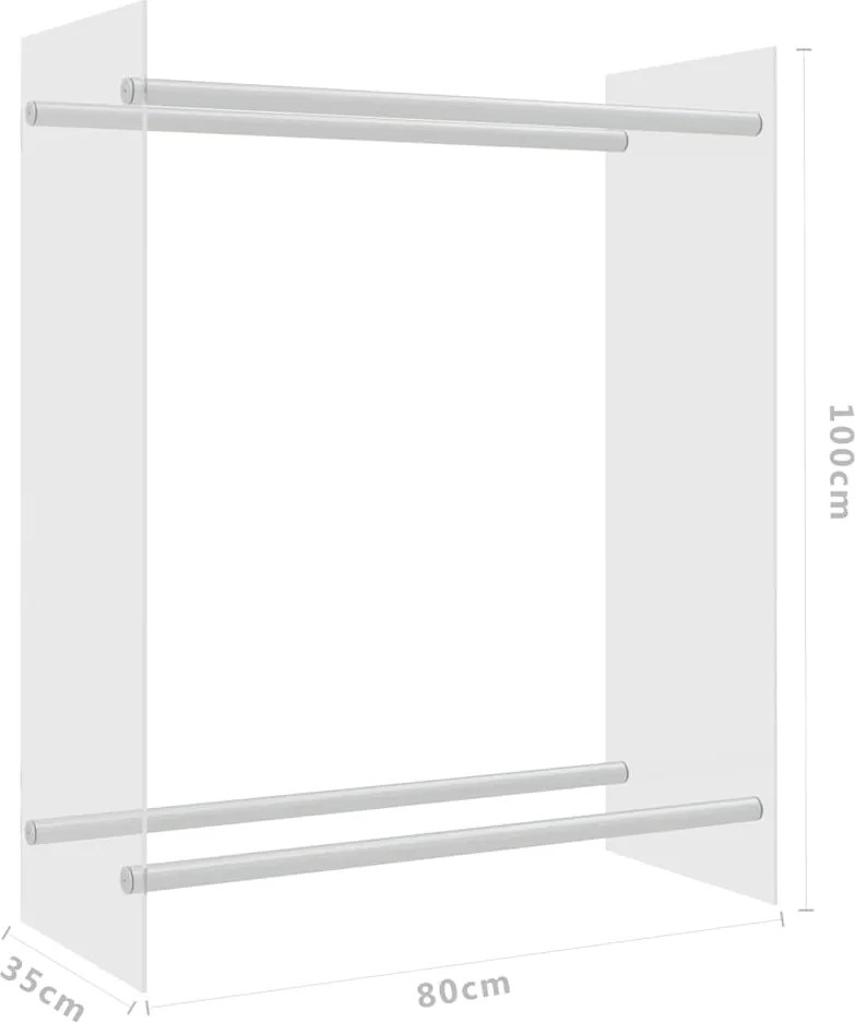 Stojan na palivové dříví průhledný 80x35x100 cm tvrzené sklo 327469