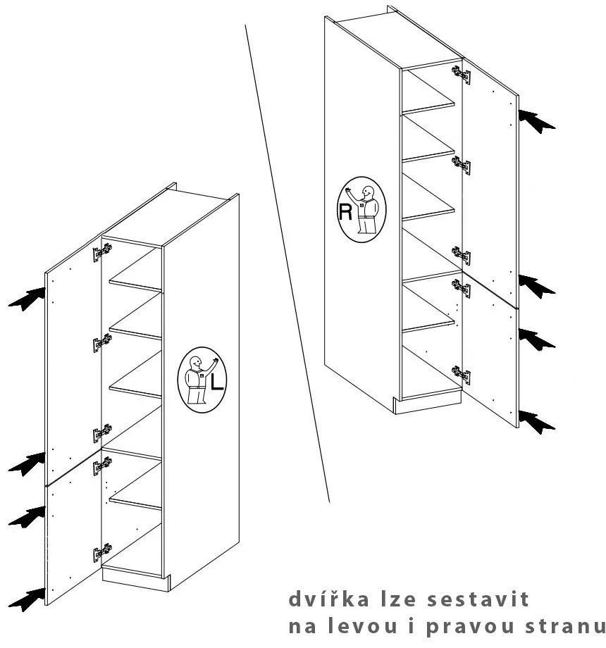 LUNA ab | vysoká skříňka 40 DK-210 2F potravinová s policemi | 40 cm | UNI dvířka | artisan/bílá