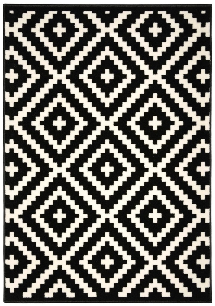 Alfa Carpets, Kusový koberec Gloria new black/cream, 80x150, černobílá, chodba / předsíň