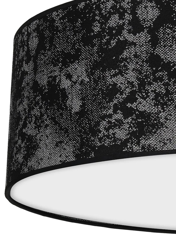 Stropní svítidlo Satino Round, 1x černé/stříbrné textilní stínítko, (bílé plexisklo), (fi 60 cm)