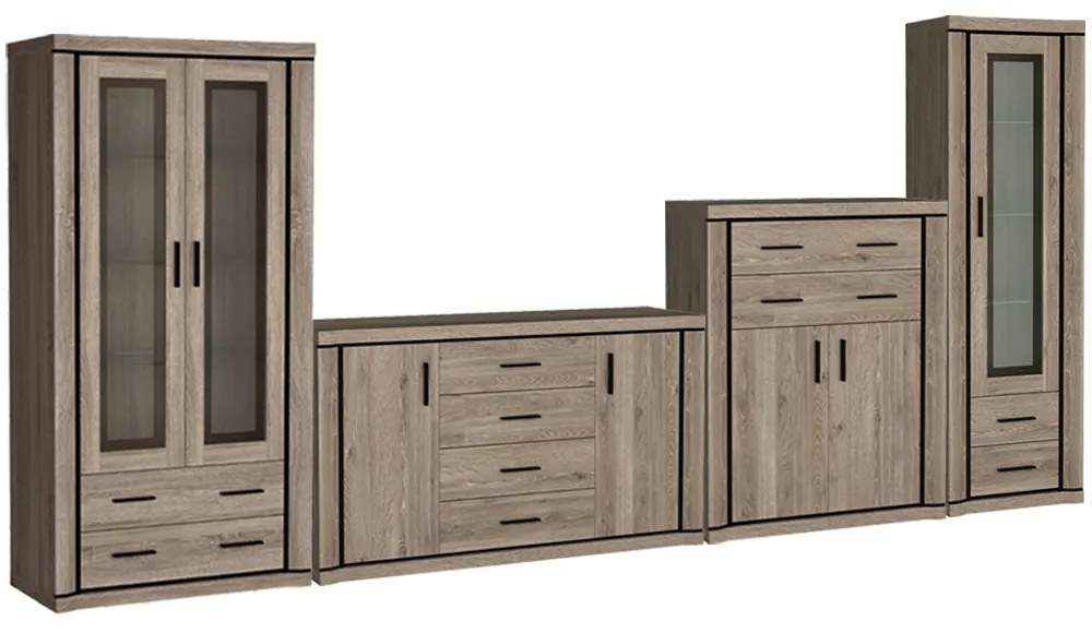 Obývací stěna DALLAS t | 409 cm | sestava B | trufla