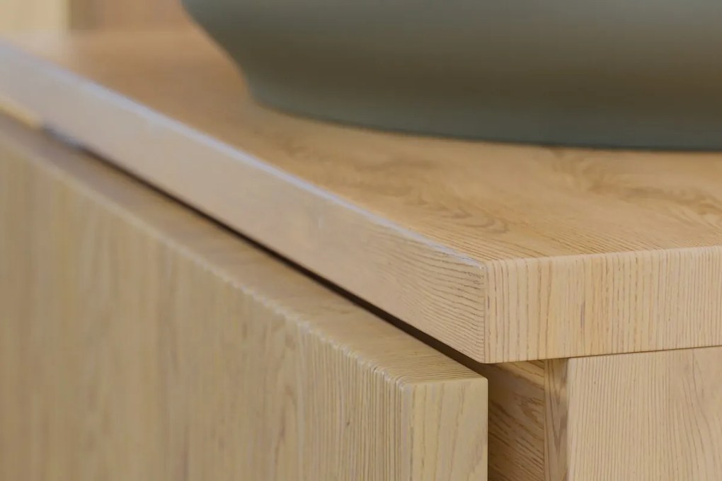 Závěsná skříňka pod umyvadlo Aster s deskou 80 cm zelená/dub cremona