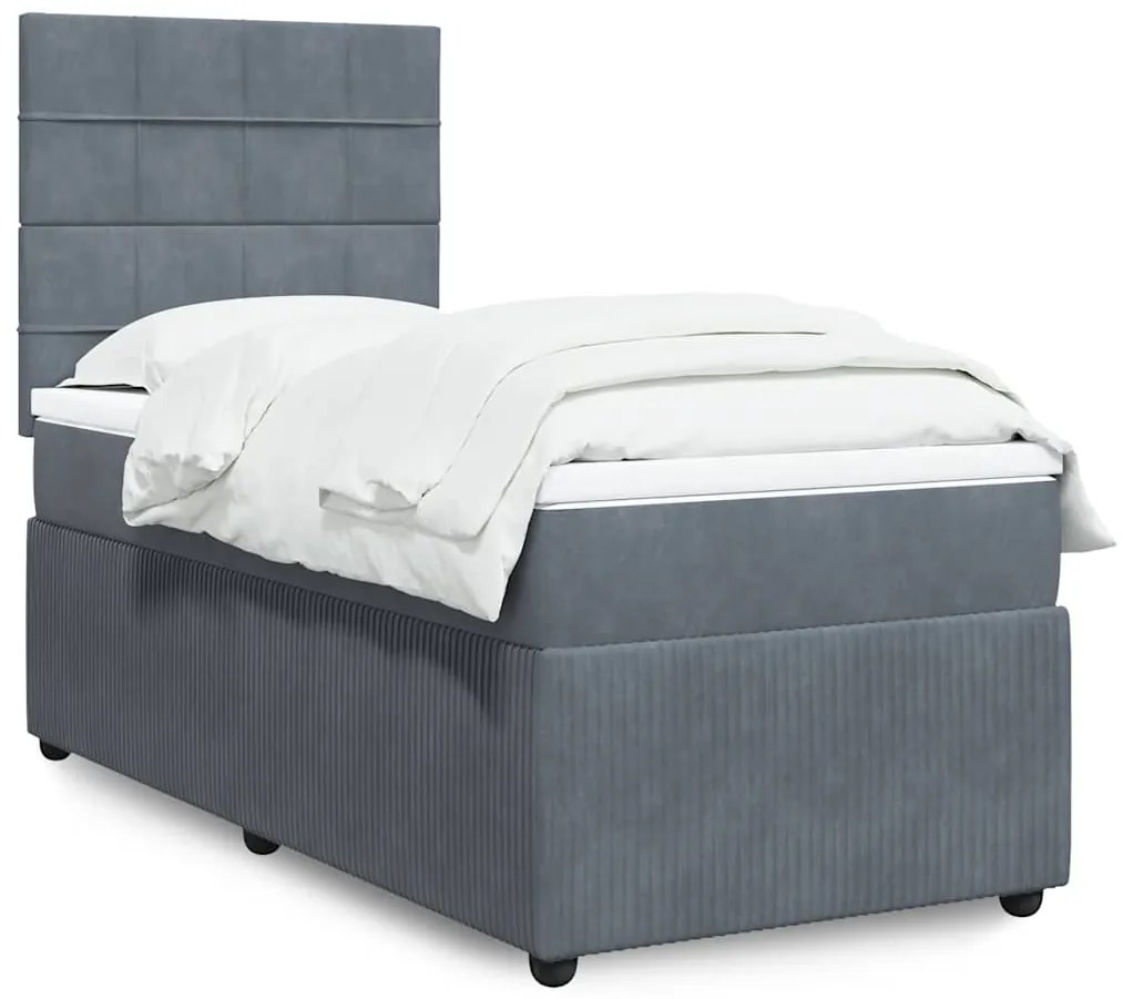 Box spring postel s matrací tmavě šedá 100x200 cm samet 3294563