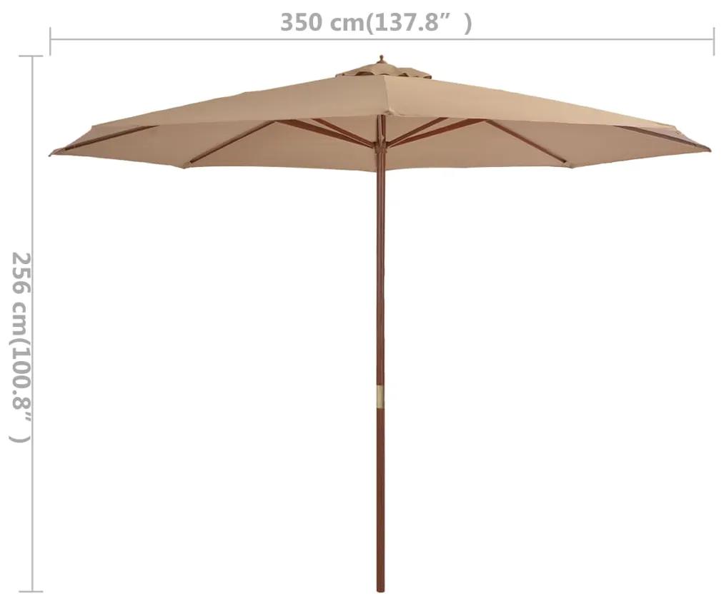 Zahradní slunečník s dřevěnou tyčí 350 cm barva taupe - Default Title