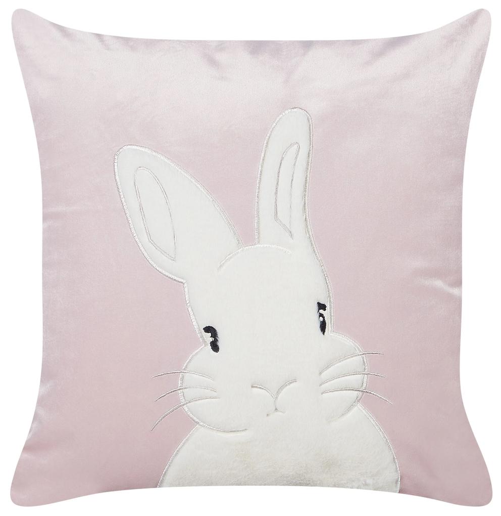 Sada 2 polštářů se vzorem králíka růžové 45 x 45 cm IBERIS Beliani