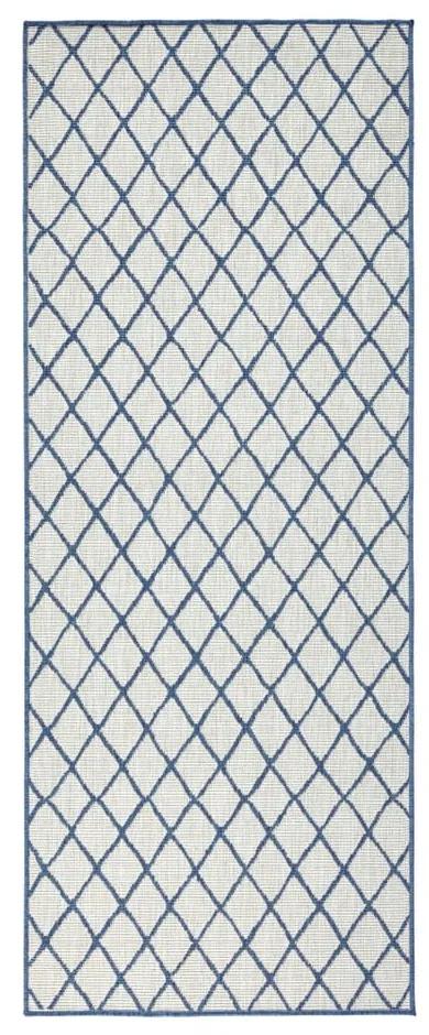 Modro-krémový venkovní koberec NORTHRUGS Malaga, 80 x 350 cm