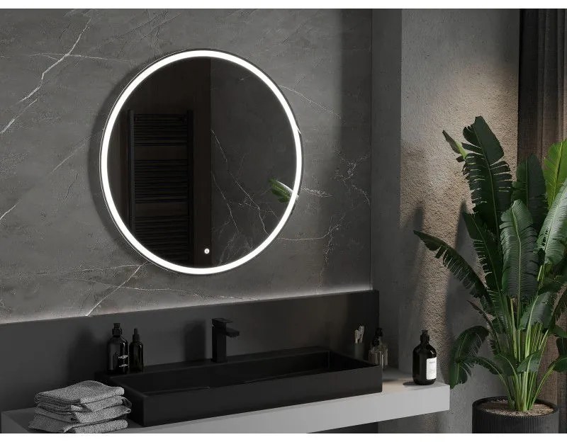 Mexen Gobi, LED kulaté koupelnové zrcadlo s podsvícením 90 cm, 6000K, ochrana proti zamlžování, 9801-090-090-611-00