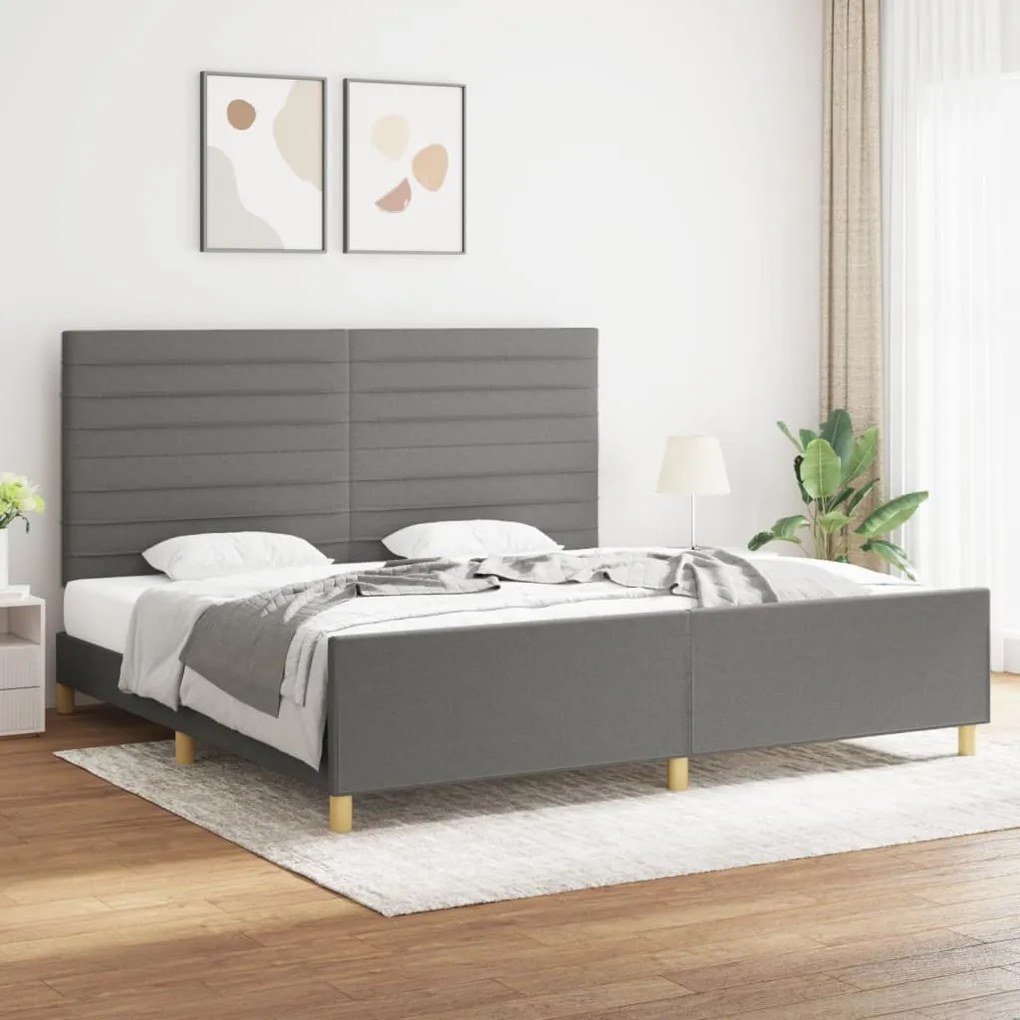 Rám postele bez matrace tmavě šedý 200 x 200 cm textil 3125163