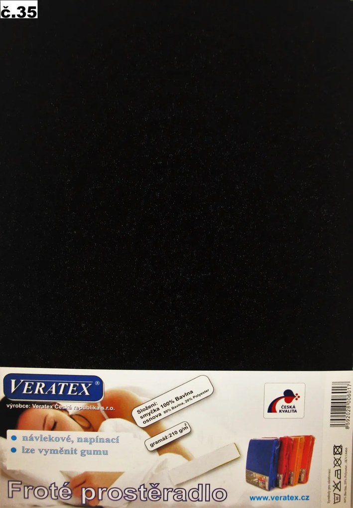 Veratex Froté prostěradlo 160x220/16 cm (č.35-černá) 160 x 220 cm Froté