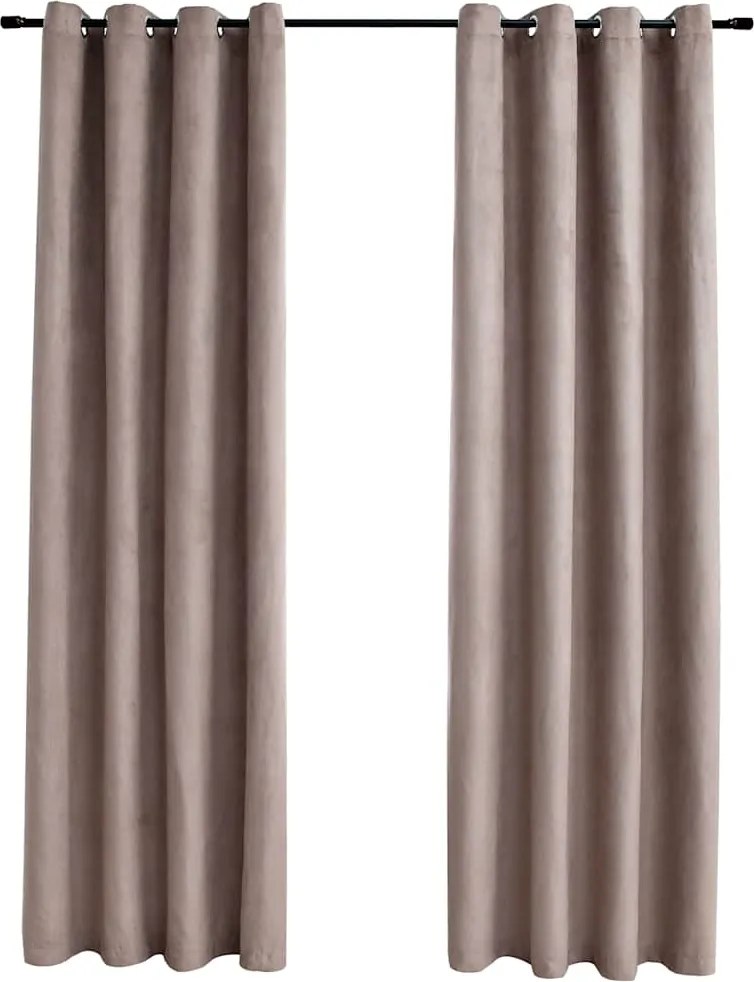 Zatemňovací závěsy s kovovými kroužky 2 ks taupe 140 x 245 cm 134478