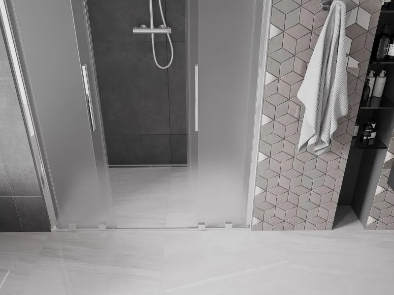 Mexen Velar L Duo, posuvné sprchové dveře do otvoru 160 cm, 8mm sklo námraza, chromová, 871-160-003-32-01